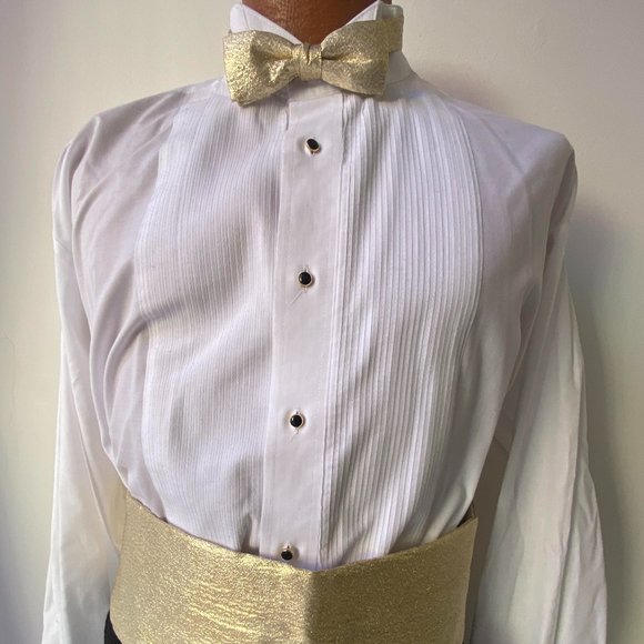 Santana | Suits & Blazers | Mens Gold Metallic Bow And Cummerbund ...